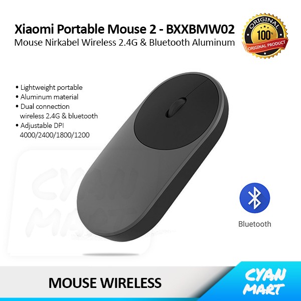 Jual Mi Mouse Portable Dual Mode Wireless Bluetooth Aluminum Original ...