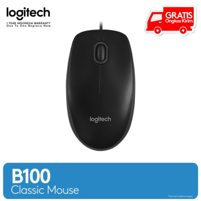 Jual LOGITECH MOUSE KABEL B100 / CABLE MOUSE B 100 / 100% ORIGINAL ...