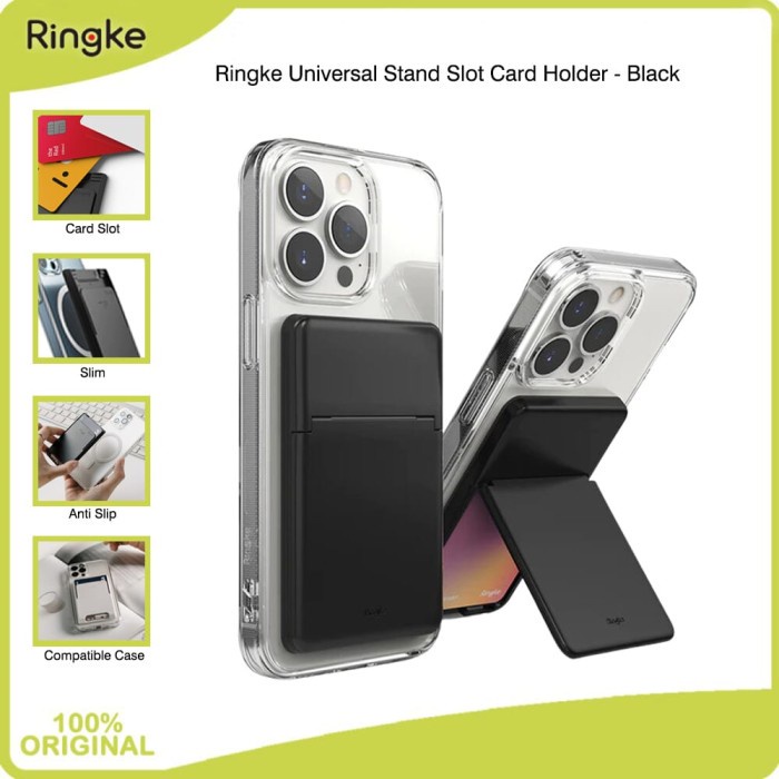 Jual Ringke Stand Slot Card Holder Black dudukan hp dan tempat kartu ...