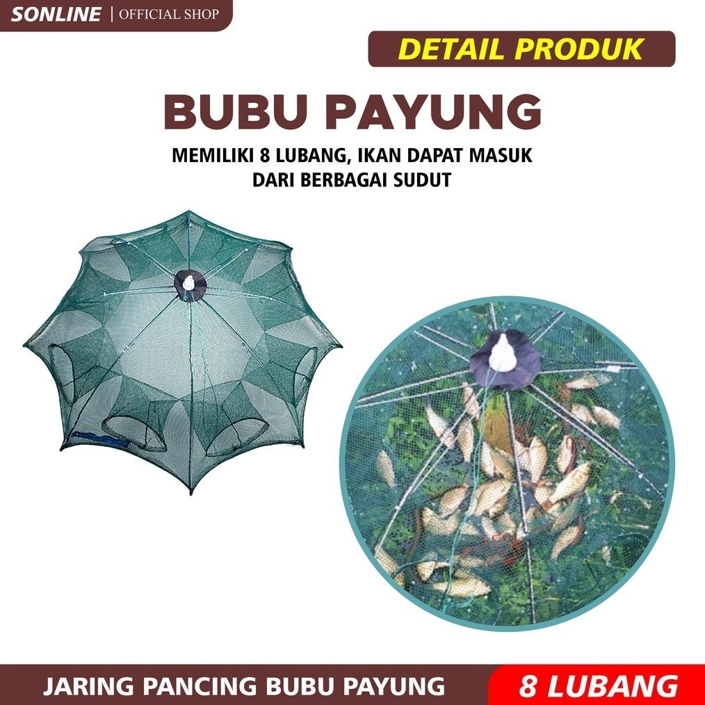 Jual Mall SONLINE Bubu Payung 8 Lubang Jaring Jebakan Perangkap Udang ikan Kepiting Model Payung ...