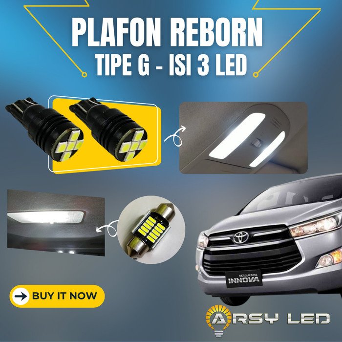 Jual Lampu Plafon Kabin Mobil Innova Reborn LED Paket isi 3 Super ...