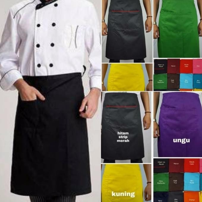 Jual Kekinian Apron Chef Celemek Koki Half Setengah Badan Bahan ...