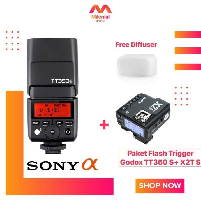 Jual Paket Speedlite Flash Godox TT350 S + Trigger X2T S TT350 Sony ...