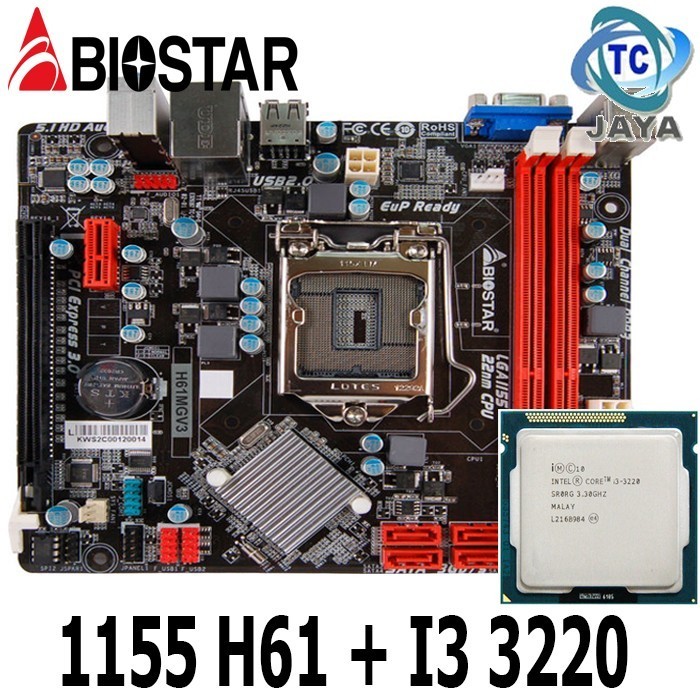 Jual PAKET MOBO LGA 1155 H61 BIOSTAR + PROCESSOR CORE I3 | Shopee Indonesia