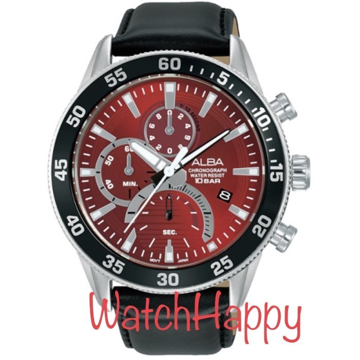 Jual Ori Watchhappy Alba Am3899X1 Men Red Dial Chrono Leather Am3899 ...