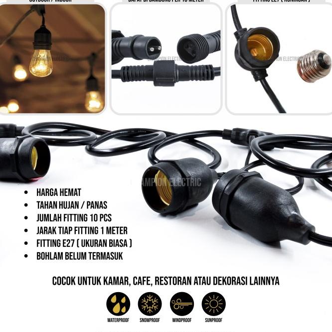 Jual Kabel Fitting Lampu Cafe Gantung 10M 10 Meter Dekorasi Outdoor ...
