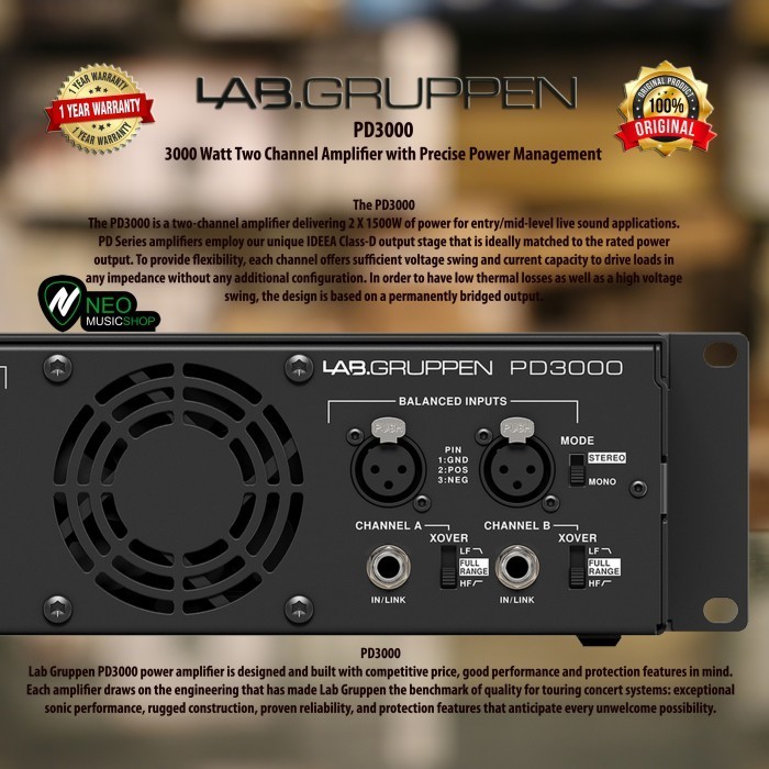 Jual PROMO LAB GRUPPEN PD3000 3000 WATT TWO CHANNEL POWER AMPLIFIER # ...