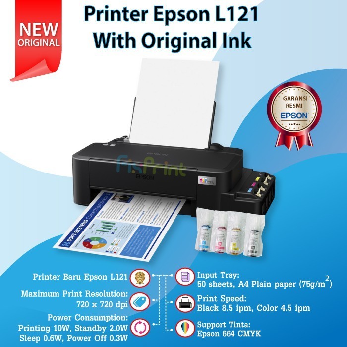 Jual Epson L121 Ink Tank Single Function Printer (Print Only) Best | Shopee Indonesia
