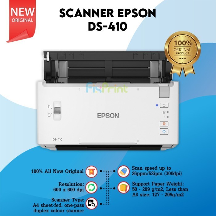 Jual Epson Scanner Workforce Ds410 A4 Duplex Sheet-Fed Document - Putih ...