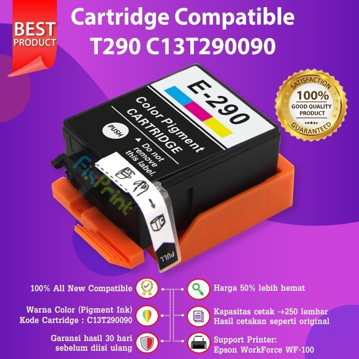 Jual Cartridge Tinta Epson 289 C13T290 Black Printer Workforce Wf-100 ...
