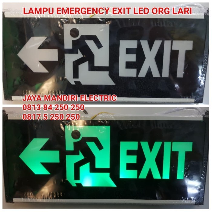 Jual LAMPU EXIT LED EMERGENCY ORG LARI DASAR HITAM LED HIJAU / SIGN ...