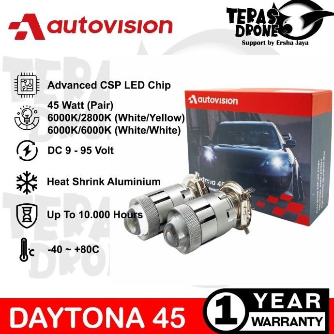 Jual Lampu Mini Projector Led H4 Autovision Daytona 45 Watt | Shopee ...