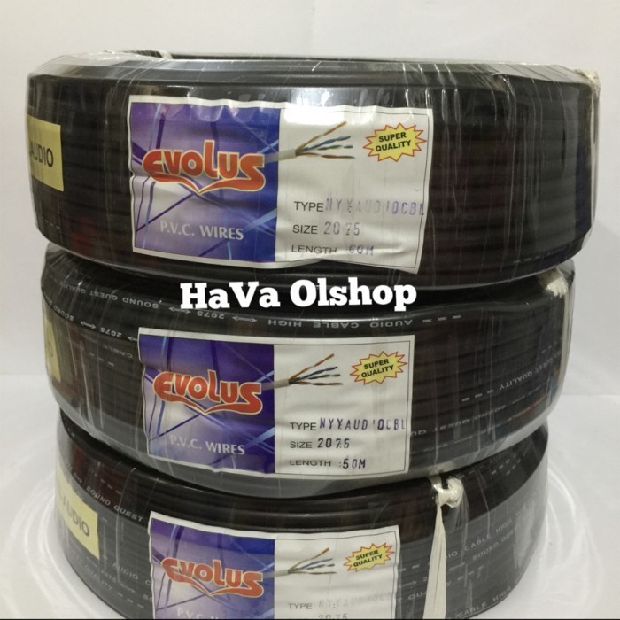 Jual KABEL SERABUT EVOLUS 2x0.75 (50 meter) HITAM | Shopee Indonesia