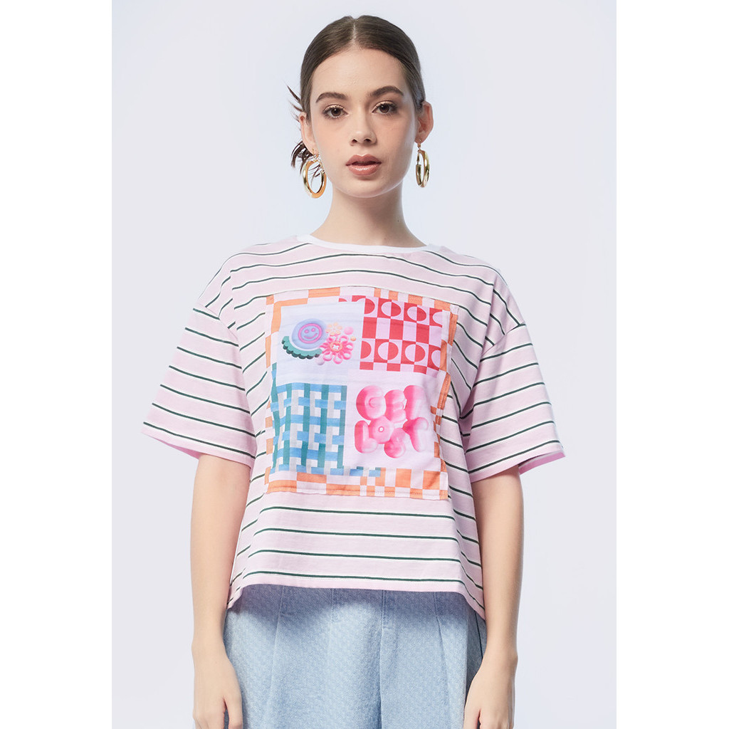 Jual COLORBOX Short Sleeve Patchwork T-Shirt Multicolor | Shopee Indonesia