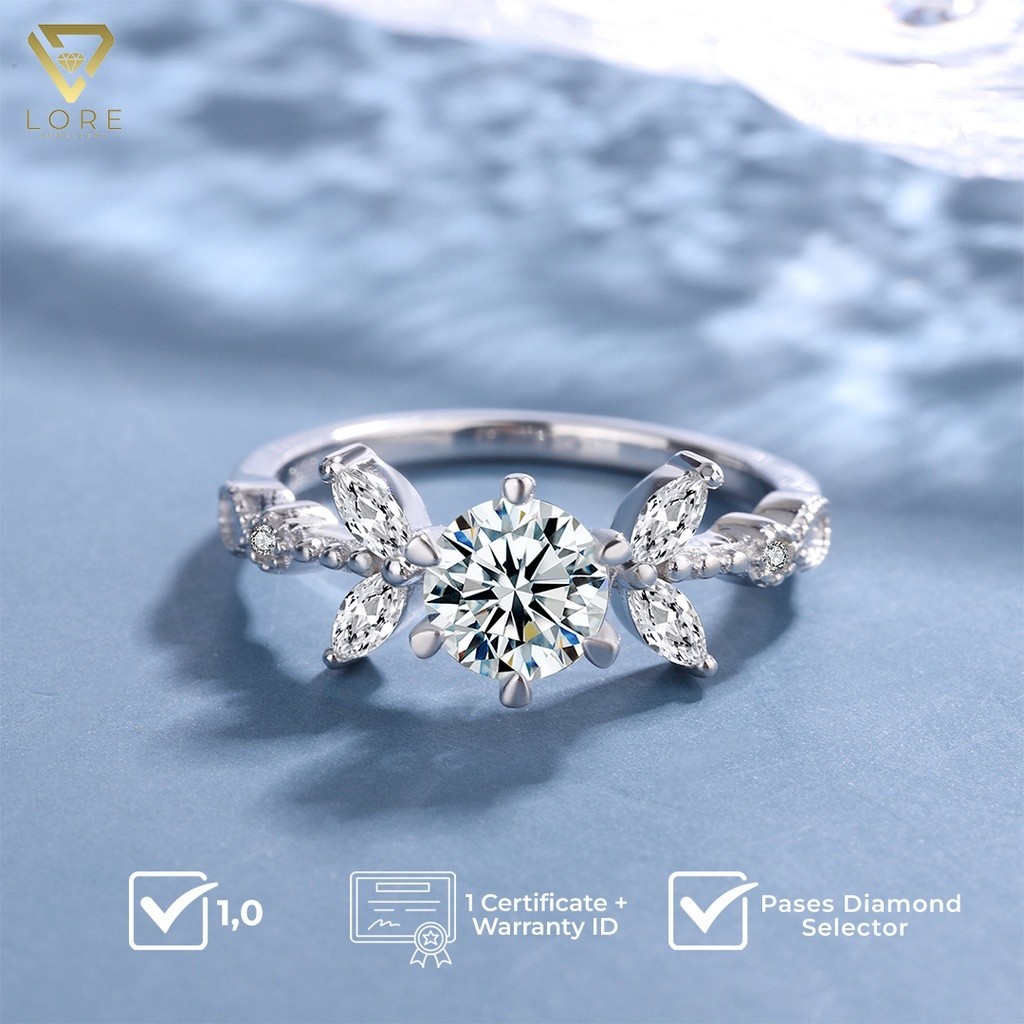 Jual Lore Jewellery - Cincin Moissanite Lapis Emas 18K - Swallowtail Moissanite Ring 1.0 Carat ...
