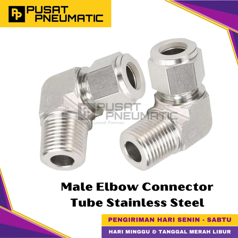 Jual 8MM x 3/8 Male Elbow Connector Tube OD 8 MM x 3/8 NPT Stainless Steel | Shopee Indonesia