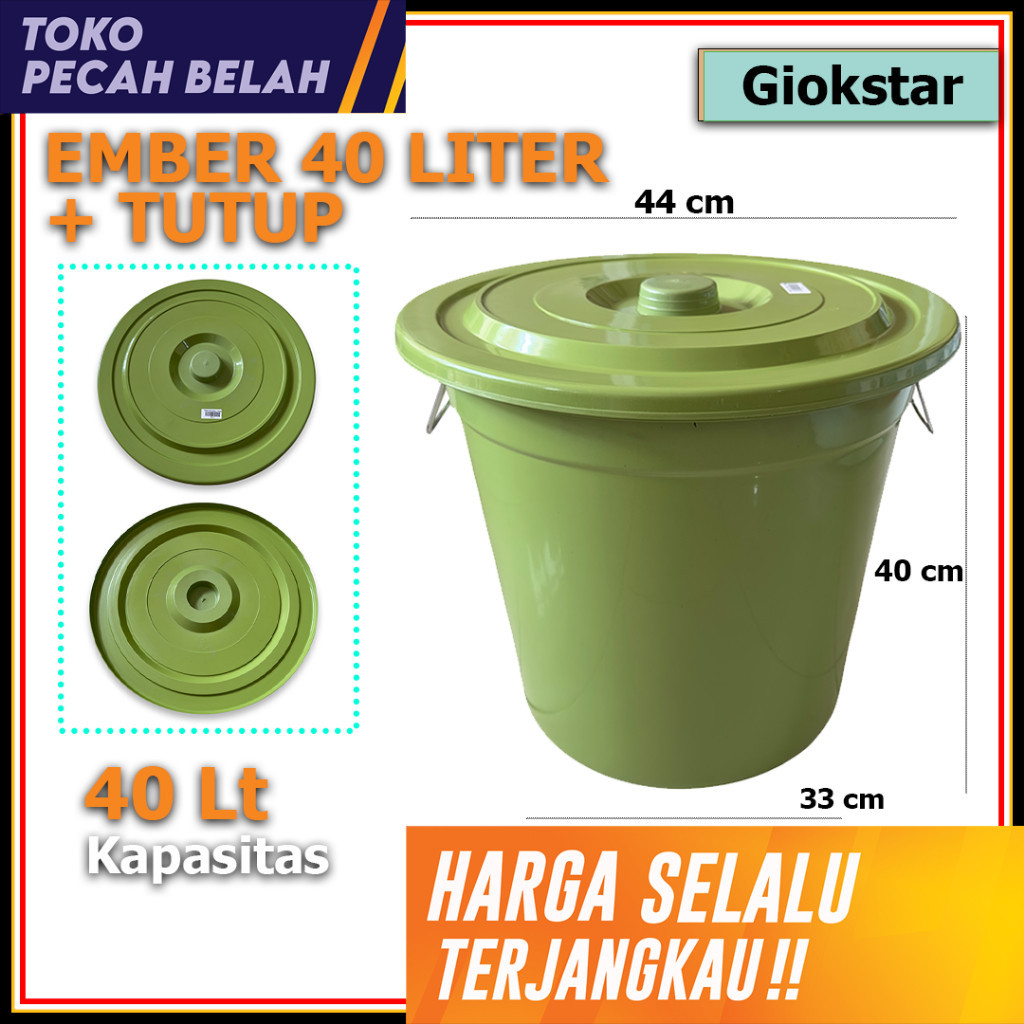 Jual Ember Plastik 40 Liter Hijau + Tutup Giokstar | Shopee Indonesia