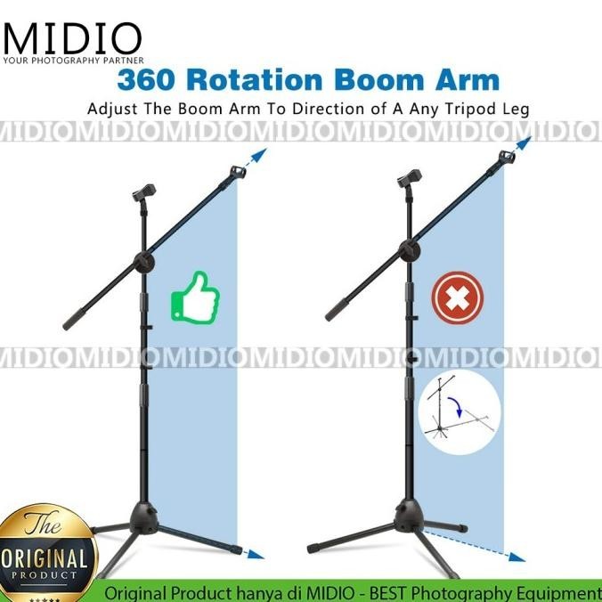 Jual Update Midio Tripod Microphone Stand + 360 rotating boom arm Plus ...