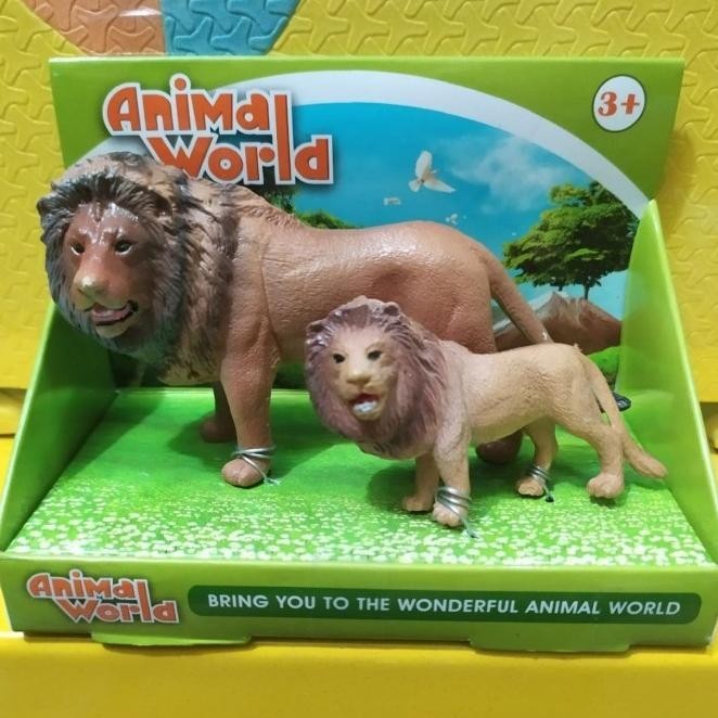 Jual Mainan Binatang Miniatur Singa Jantan Maket Diorama Kebun Binatang ...