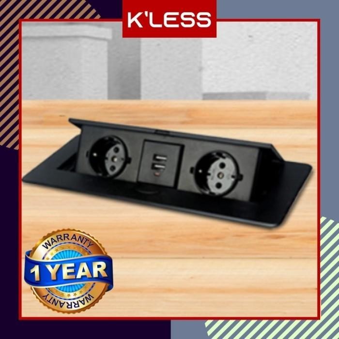 Jual STOP KONTAK MEJA MEETING TANAM 2 USB TYPE C / A - 2 SOCKET SOFT ...