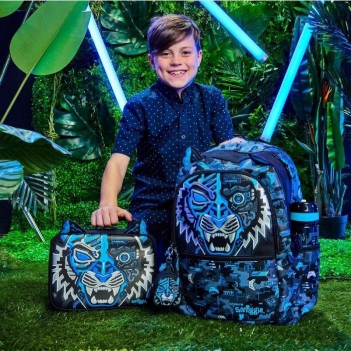 Jual Smiggle Hey Tiger Blue Backpack Lunchbox Pencil Case | Shopee ...