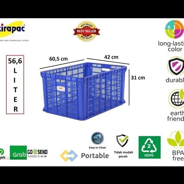 Jual KERANJANG INDUSTRI JARING LUBANG KRAT PLASTIK 56 LITER KIRAPAC ...