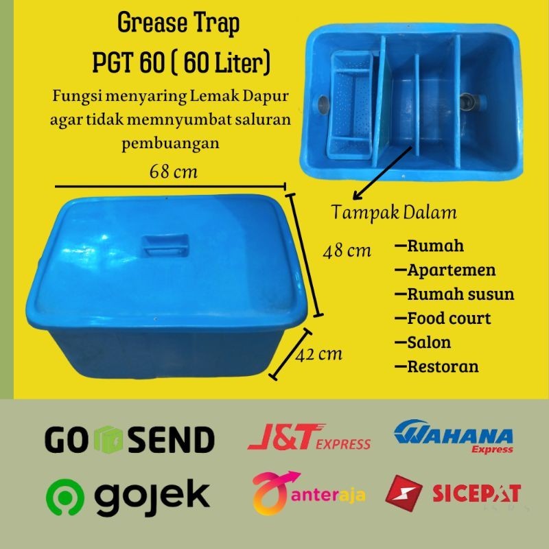 Jual GREASE TRAP 60 LITER, PENYARING LEMAK DAPUR, GRESE TRAP FIBERGLASS ...