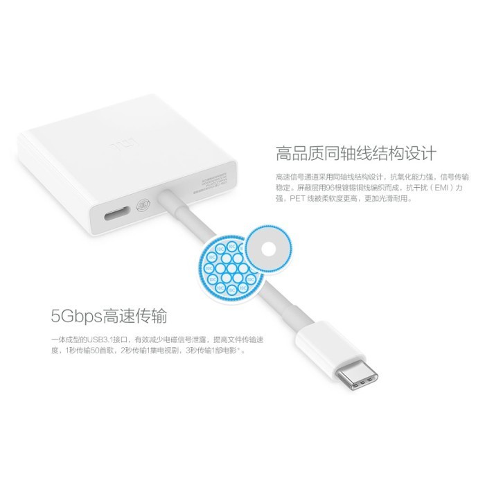 Jual Promo Mijia USB Type C to HDMI & USB Adapter Converter Kabel Cable | Shopee Indonesia