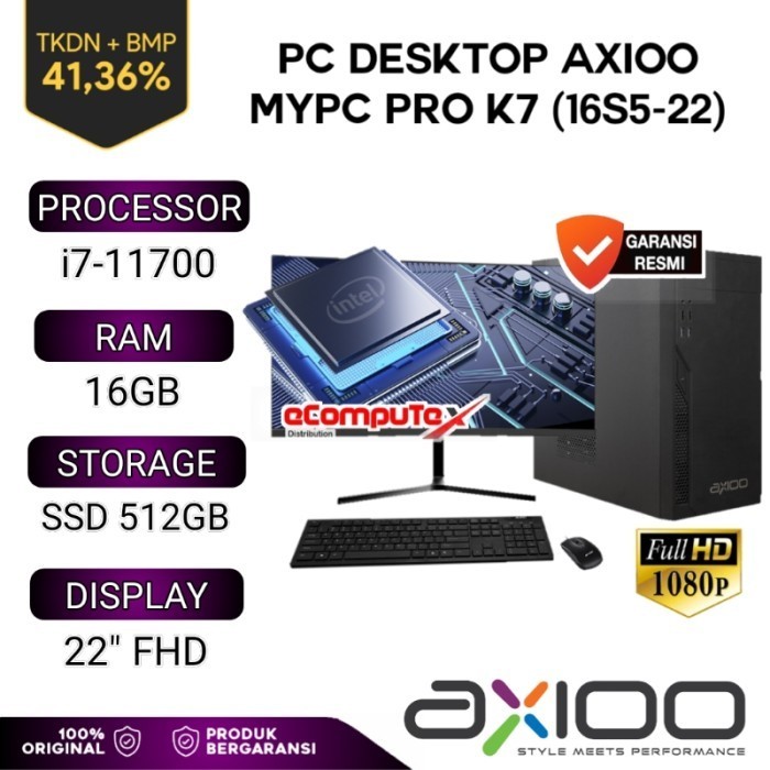 Jual PC DESKTOP AXIOO MYPC PRO K7 (16S5-22) i7 / 16GB / 512GB TKDN RESMI | Shopee Indonesia