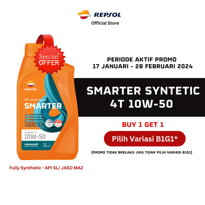 Jual OLI MOTOR REPSOL SMARTER SYNTHETIC 4T 10W50 PELUMAS MESIN TERBAIK ...