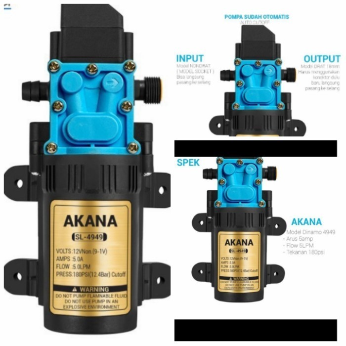 Jual pompa dc 12 volt akana tekanan tinggi (pompa saja tanpa yang lain ...
