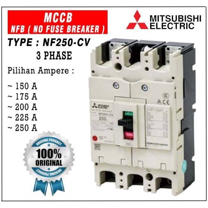 Jual MCCB NO FUSE BREAKER NF250-CV 3P MITSUBISHI | Shopee Indonesia