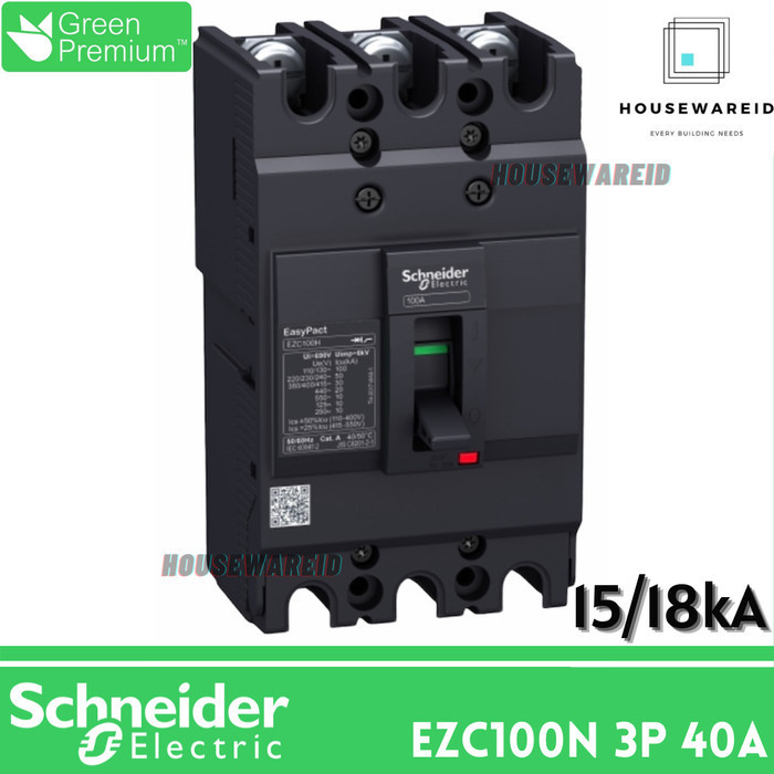 Jual MCCB 3P 40A 3PHASE 40 AMPERE SCHNEIDER EASYPACT EZC100N3040 ORIGINAL | Shopee Indonesia