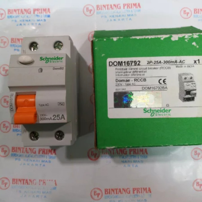 Jual RCCB / ELCB DOMAE SCHNEIDER 2 PHASE 300MA 25A TIPE DOM16792 AC ...