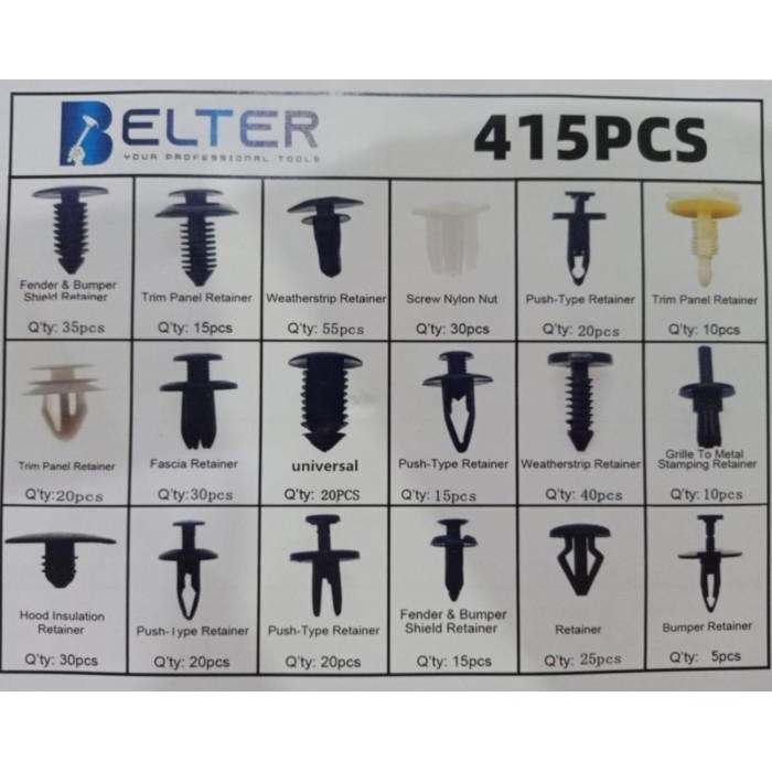 Jual PM - SET BAUT RIVER UNIVERSAL BAUT KLIP MOTOR MOBIL PLASTIK ISI ...