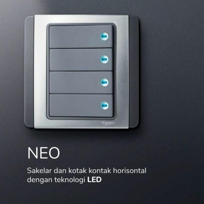 Jual SAKLAR LAMPU 4 GANG 1ARAH HORISONTAL NEO LED SCHNEIDER E3034H1 ...