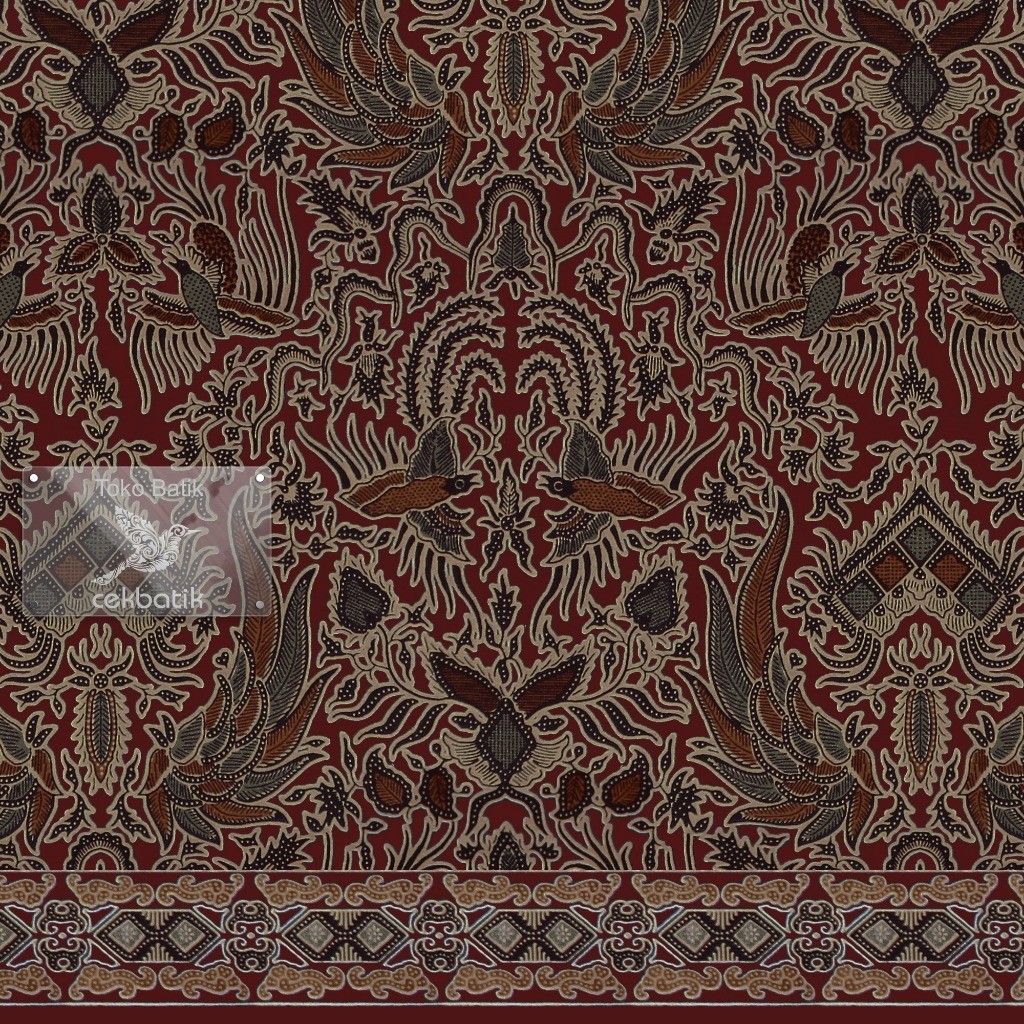 Jual kain batik - Kualitas Ekspor Motif Elegan Burung Unik (Merah Maron ...