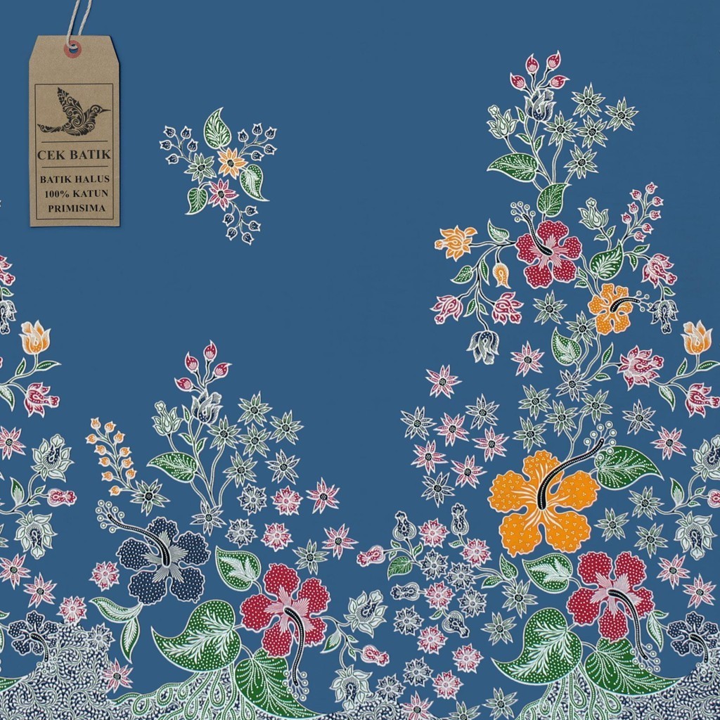 Jual Kain Batik - Motif Bunga Ayu Warna Dasar Biru Keabuan | Shopee ...