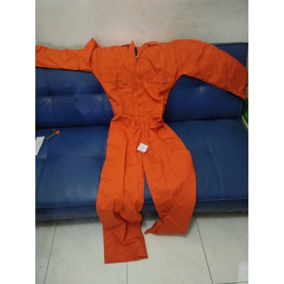 Jual WEARPACK ORANGE BAJU SERAGAM PAKAIAN MONTIR BENGKEL XL SAFETY ...