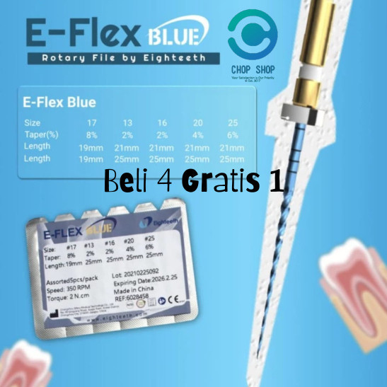 Jual ORIGINAL E-FLEX BLUE Rotary File Eflex Blue Endodontic Blue Rotary ...