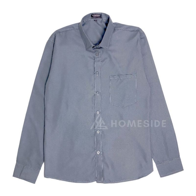 Jual Kemeja Polos Abu Muda Pria Lengan Panjang Hem Slimfit Casual jumbo ...