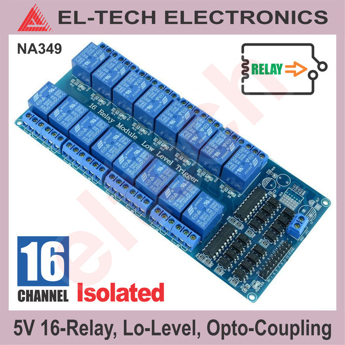Jual New!! RELAY Modul Switch Isolate Opto Coupling 16 Channel 5V 12V ...