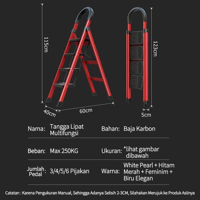 Jual Tangga Rumah Lipat Tangga Besi Portable 3/4/5/6 Step Steel Ladder ...