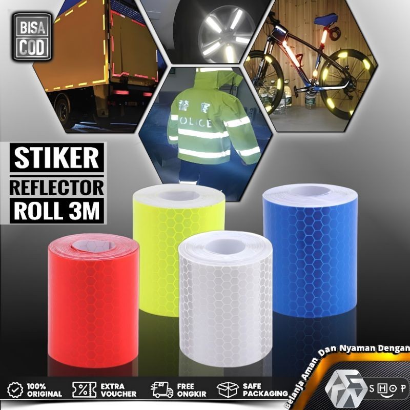 Jual Stiker Reflector Roll 3 Meter Motor Mobil Sepeda Menyala Dalam ...