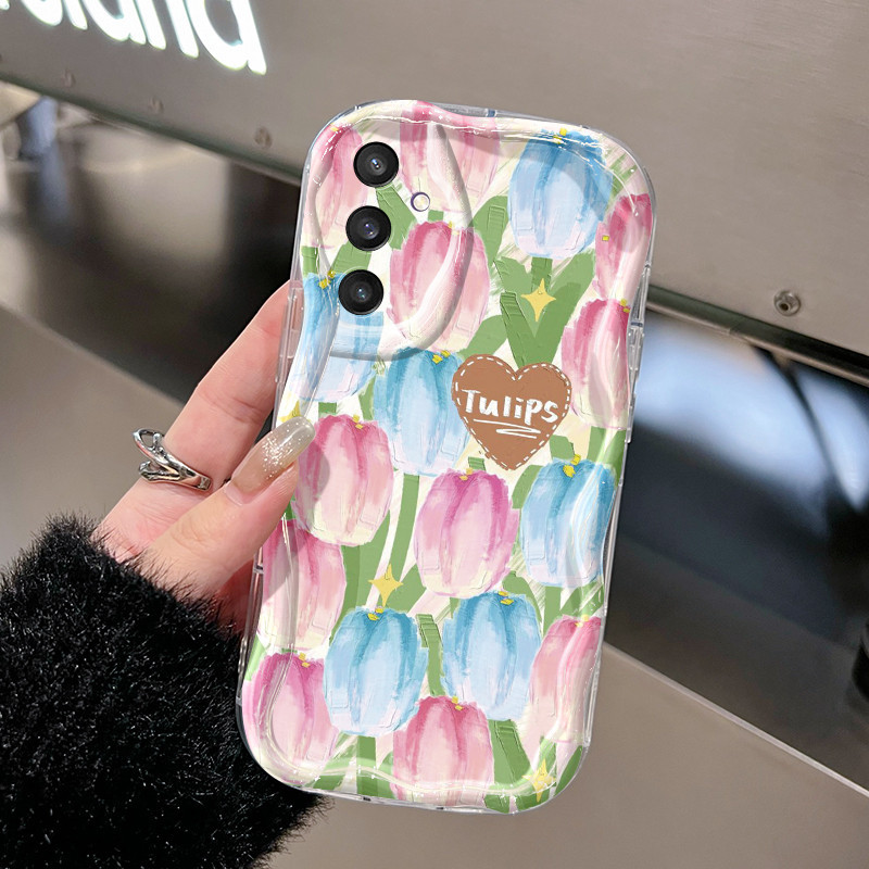 Jual Casing Hp Samsung Galaxy A25 5G A15 4G A15 5G Case HP pola biru dan merah muda Tulip ...