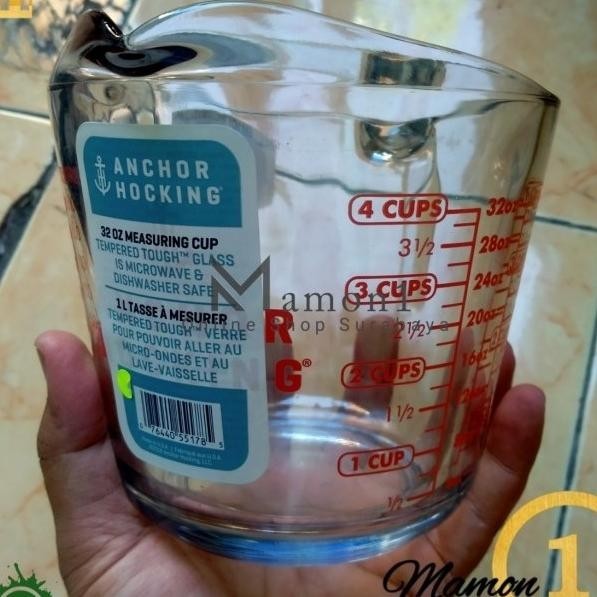 Jual Gelas ukur takar ANCHOR Not Pyrex 1000ml / 1 Liter / 32 Oz kaca ...