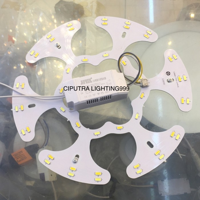 Jual ISI LAMPU PLAFON LED KRISTAL 3 CAHAYA 24W + TRAFO,DIAMETER 24CM ...