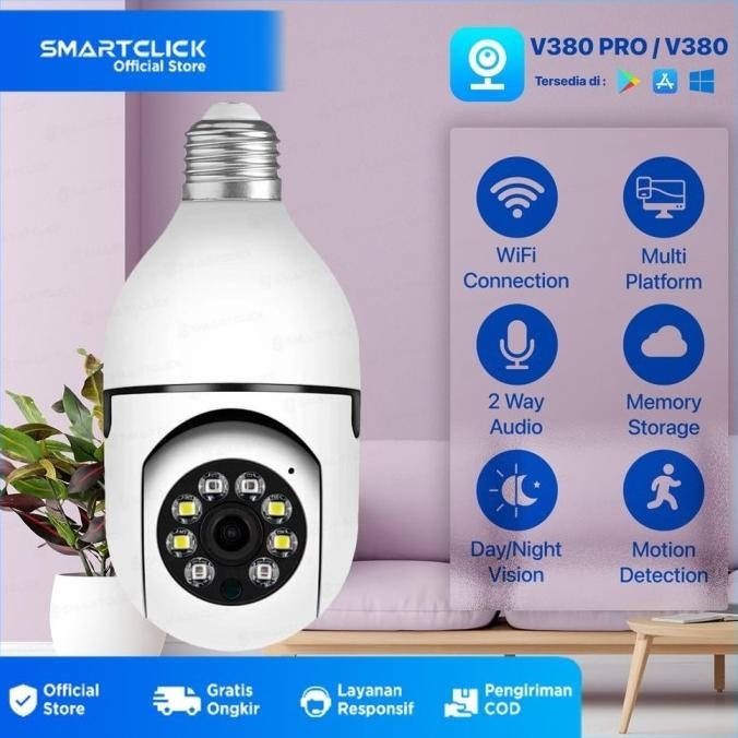 Jual Cctv Wifi 360 Derajat 1080P 3Mp Lampu Ip Kamera Cctv 3D Ycc365 ...