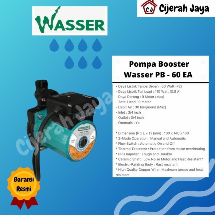 Jual Mesin Pompa Air Dorong Wasser Pb 60 Ea / Booster Pump Pompa ...