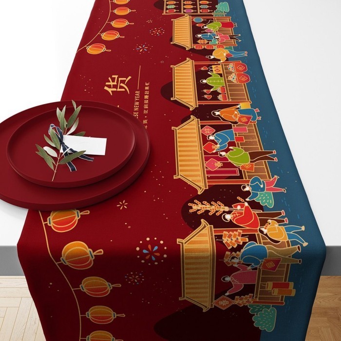 Jual CNY TABLE RUNNER TAPLAK MEJA MAKAN TAMU IMLEK | Shopee Indonesia
